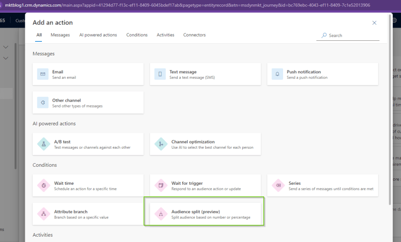 Preview -Split Audience in the Customer Journey by Percentage/Number ...